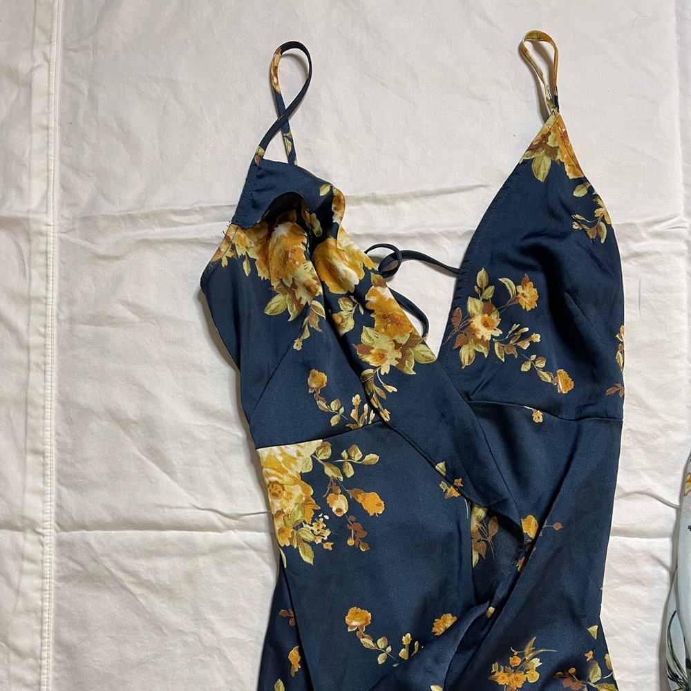 Satin High Low Slit Dress - Gem